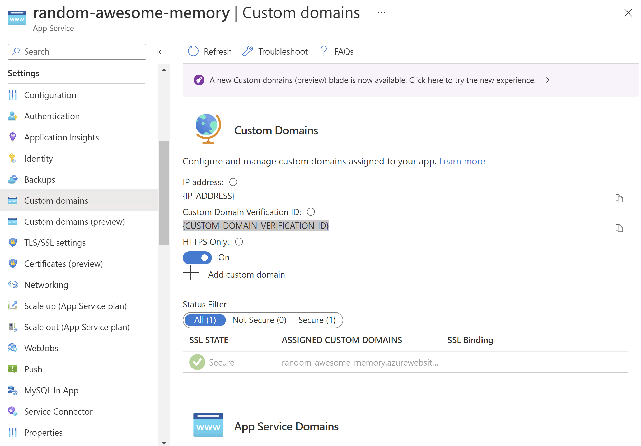 random-awesome-memory - Map a custom domain to your App Service